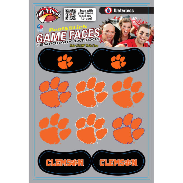 CLEMSON TIGERS MULTI PACK PEEL AND STICK FACE TATTOOS - Clemson Tiger ...
